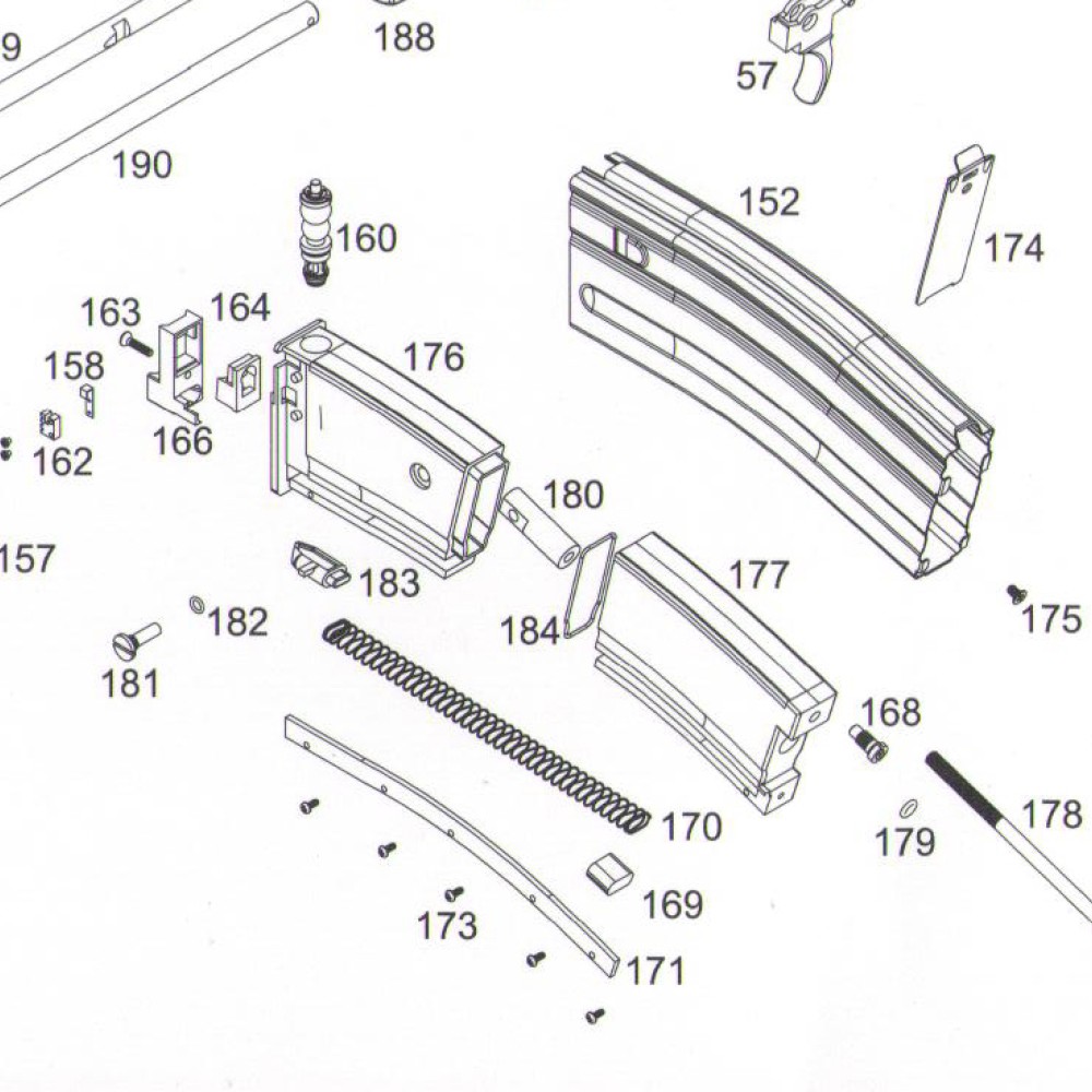 WE M4 (OB) GBB Replacement Part # 152 - Magazine Shell